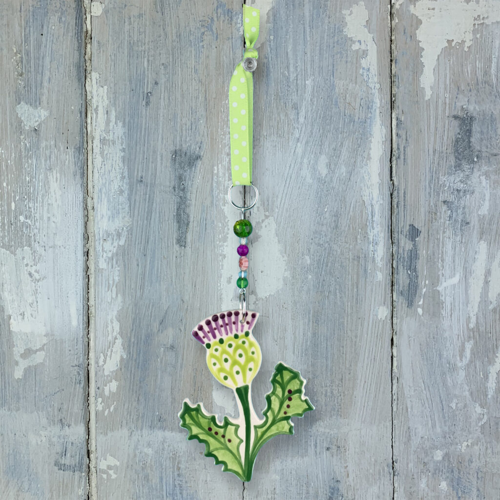 Multi-colour Thistle decoration. Handmade in the UK