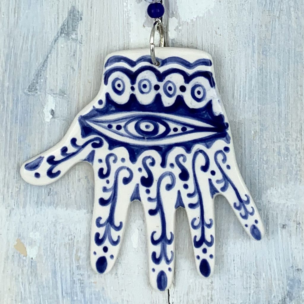 Blue Hand decoration. Handmade in the UK