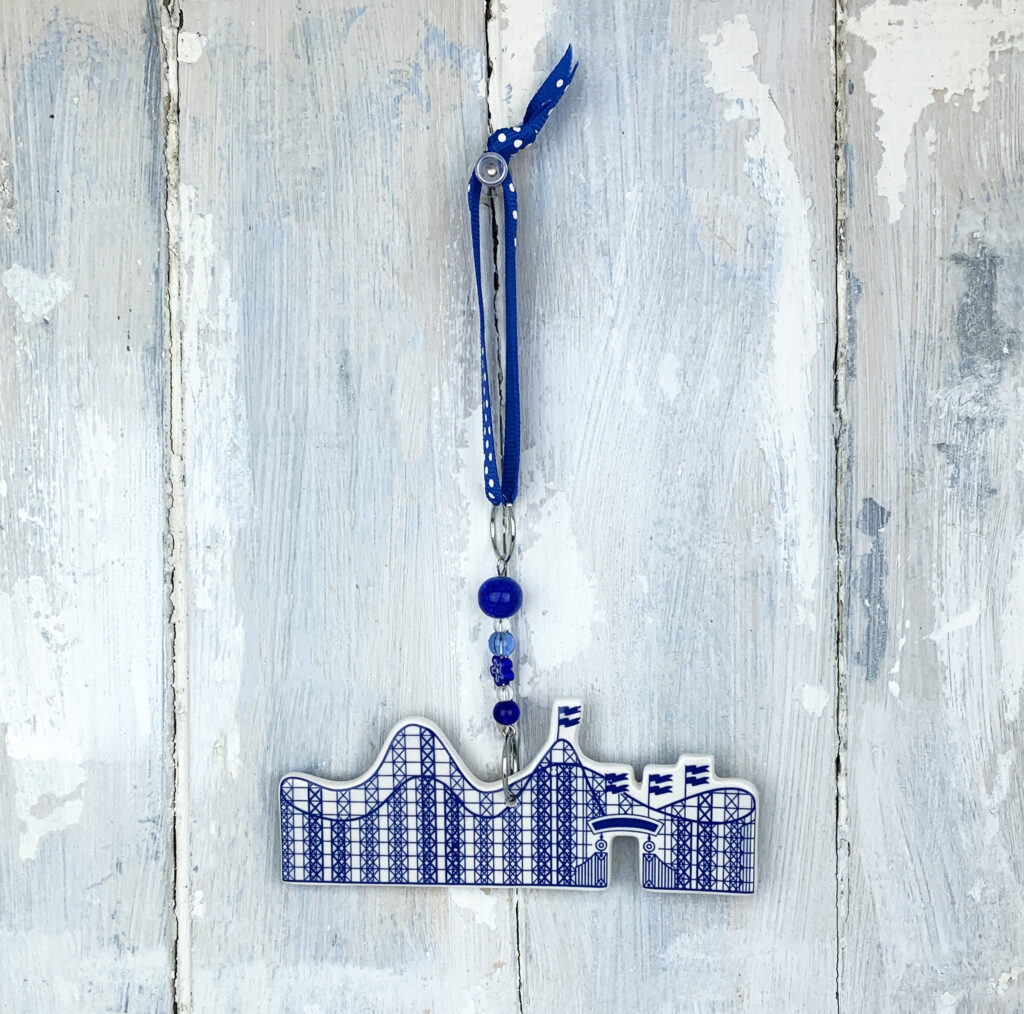 Blue Wooden Rollercoaster hanging decoration